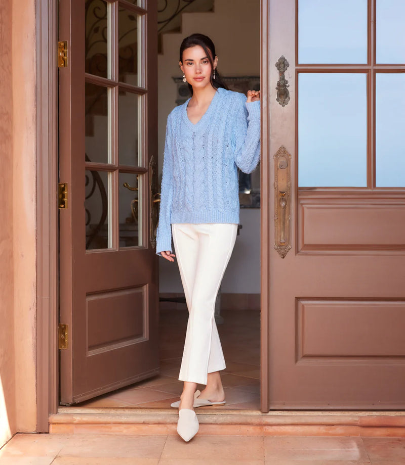 The "Sky Blue" Cable Knit Sweater – The Pretty Pink Rooster Boutique