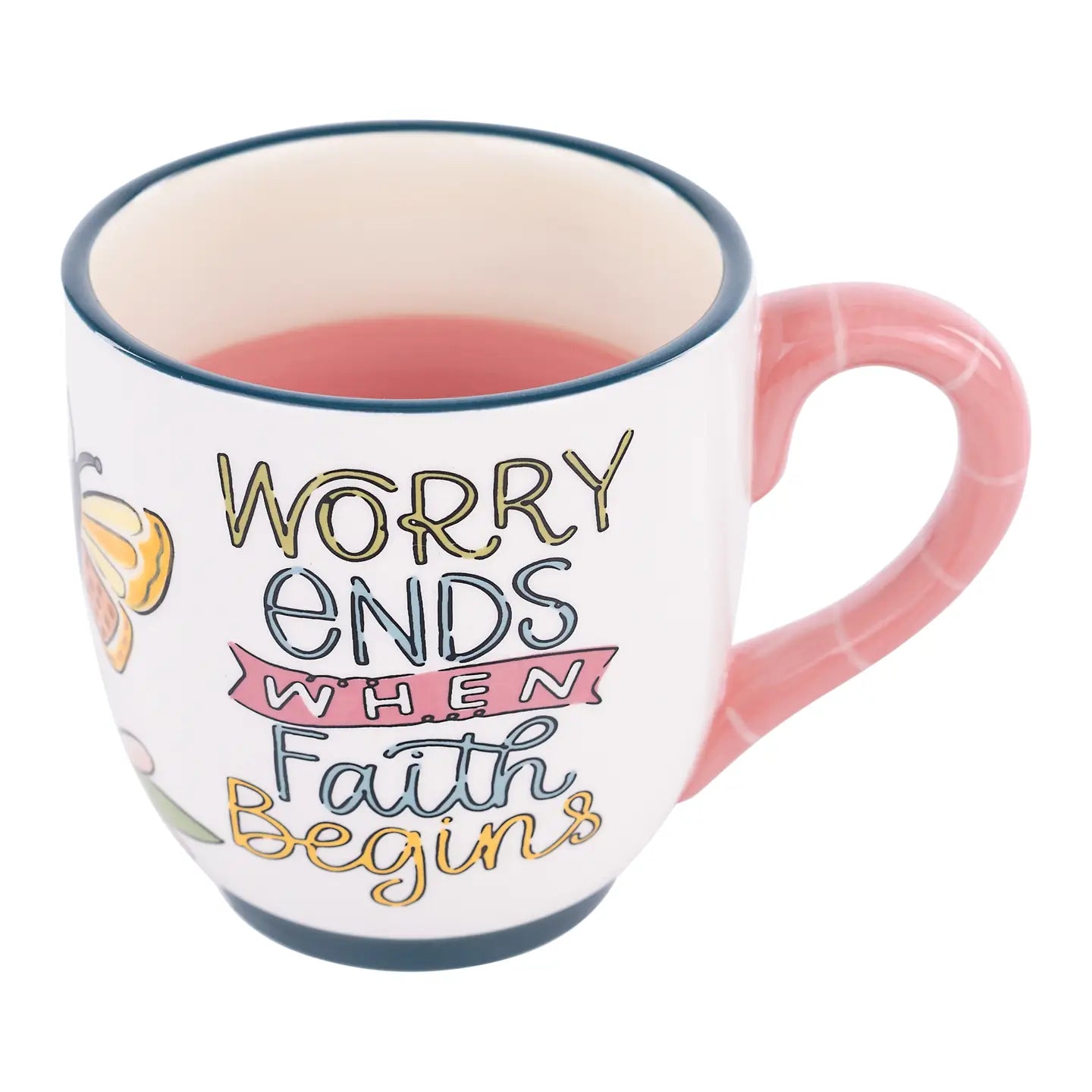 The "Worry Ends When Faith Begins" Mug – The Pretty Pink Rooster Boutique